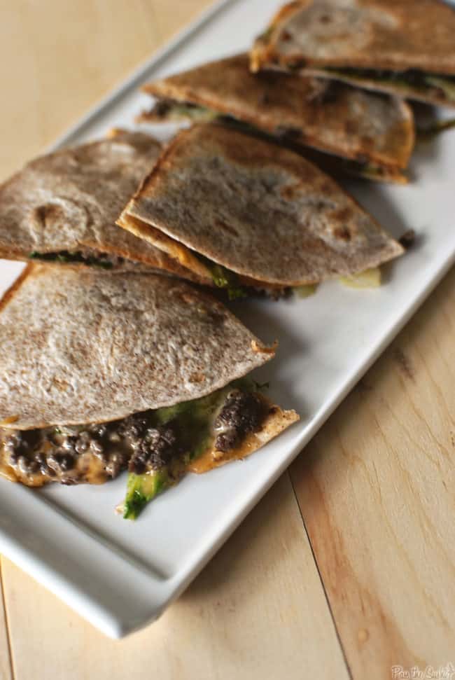 Quick Dinner Fixins' Cheeseburger Quesadillas - Pass The Sushi